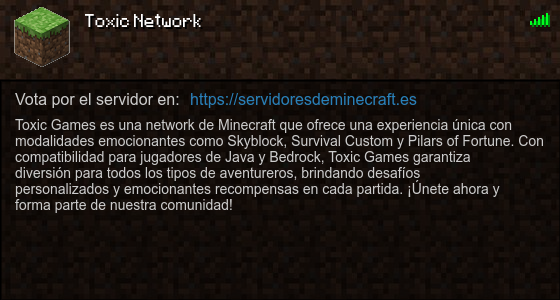 Toxic Network Servidor de Minecraft - ServidoresDeMinecraft.ES