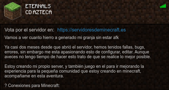 ETERNALS Servidor de Minecraft - ServidoresDeMinecraft.ES