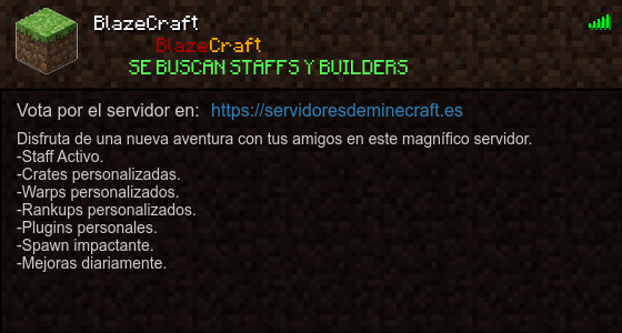 BlazeCraft Servidor de Minecraft - ServidoresDeMinecraft.ES