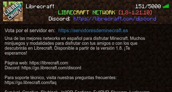 Librecraft Servidor de Minecraft - ServidoresDeMinecraft.ES