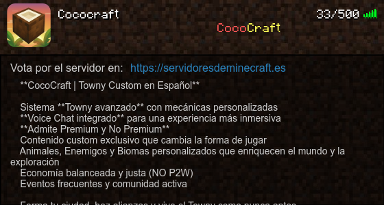 Cococraft Servidor de Minecraft - ServidoresDeMinecraft.ES