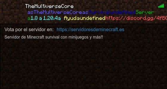 TheMultiverseCore Servidor de Minecraft - ServidoresDeMinecraft.ES