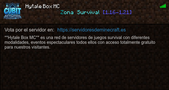 Hytale Box MC Servidor de Minecraft - ServidoresDeMinecraft.ES