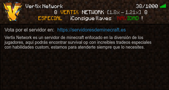 Vertix Network Servidor de Minecraft - ServidoresDeMinecraft.ES