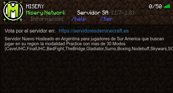 MISERY Servidor de Minecraft - ServidoresDeMinecraft.ES