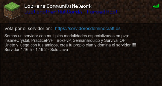 Lobvers Community Network Servidor de Minecraft - ServidoresDeMinecraft.ES