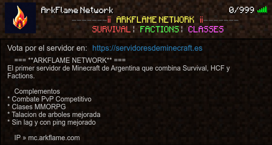 ArkFlame Network Servidor de Minecraft - ServidoresDeMinecraft.ES