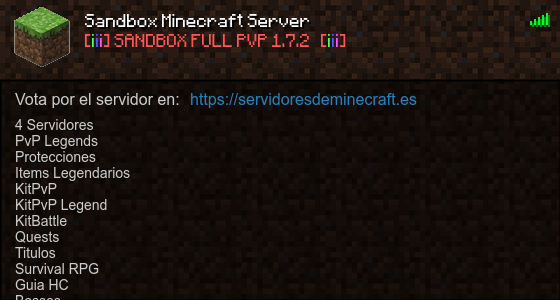 Sandbox Minecraft Server Servidor de Minecraft - ServidoresDeMinecraft.ES