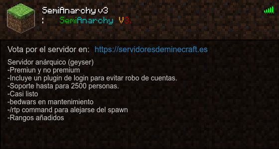 SemiAnarchy v3 Servidor de Minecraft - ServidoresDeMinecraft.ES