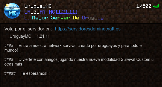 UruguayMC Servidor de Minecraft - ServidoresDeMinecraft.ES