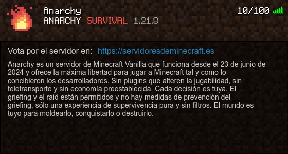 Anarchy Servidor de Minecraft - ServidoresDeMinecraft.ES