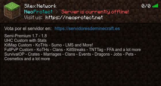 Silex Network Servidor de Minecraft - ServidoresDeMinecraft.ES