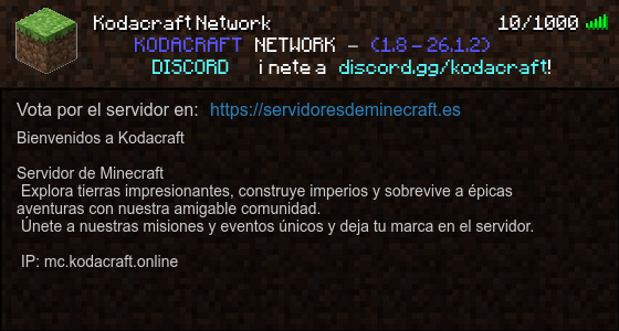 Kodacraft Network Servidor de Minecraft - ServidoresDeMinecraft.ES