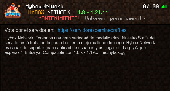 Hybox Network Servidor de Minecraft - ServidoresDeMinecraft.ES