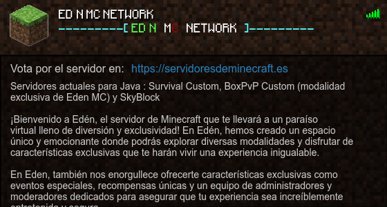 EDÉN MC NETWORK Servidor de Minecraft - ServidoresDeMinecraft.ES