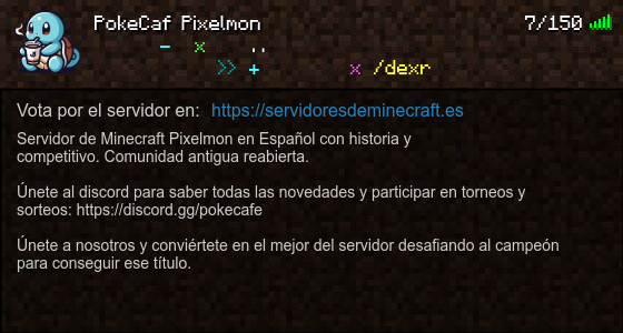 PokeCafé Pixelmon Servidor de Minecraft - ServidoresDeMinecraft.ES
