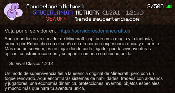 Saucerlandia Network Servidor de Minecraft - ServidoresDeMinecraft.ES