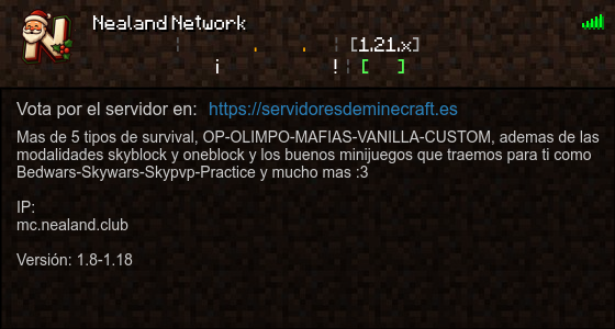 Nealand Network Servidor de Minecraft - ServidoresDeMinecraft.ES
