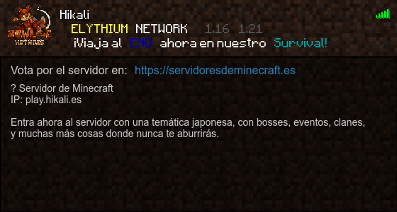 Hikali Servidor de Minecraft - ServidoresDeMinecraft.ES