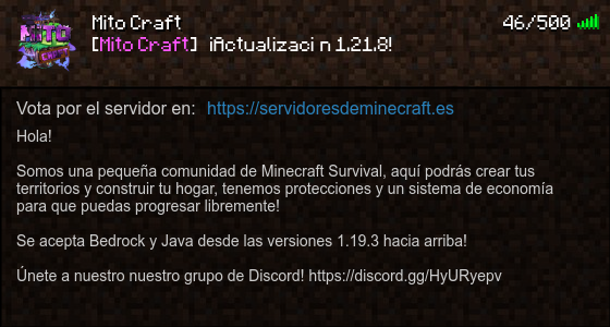 Mito Craft Servidor de Minecraft - ServidoresDeMinecraft.ES
