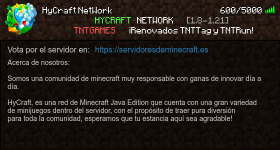 HyCraft NetWork Servidor de Minecraft - ServidoresDeMinecraft.ES