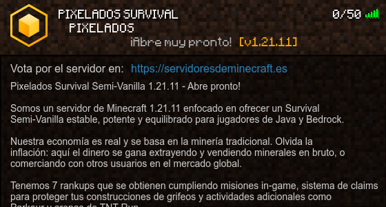 PIXELADOS SURVIVAL Servidor de Minecraft - ServidoresDeMinecraft.ES