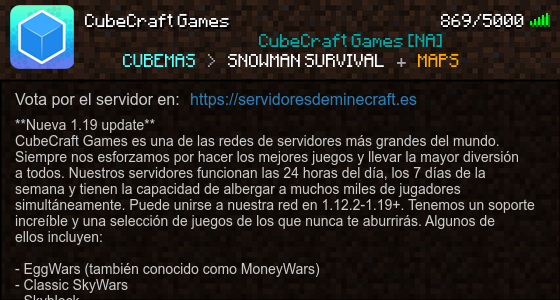 CubeCraft Games Servidor de Minecraft - ServidoresDeMinecraft.ES