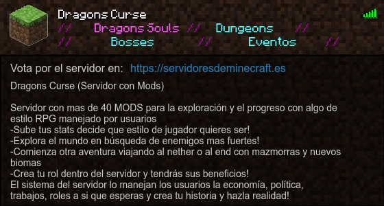Dragons Curse Servidor de Minecraft - ServidoresDeMinecraft.ES