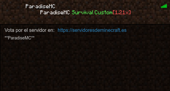 ParadiseMC Servidor de Minecraft - ServidoresDeMinecraft.ES
