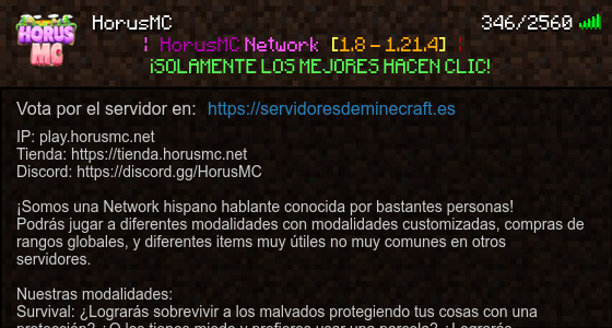 HorusMC Servidor de Minecraft - ServidoresDeMinecraft.ES