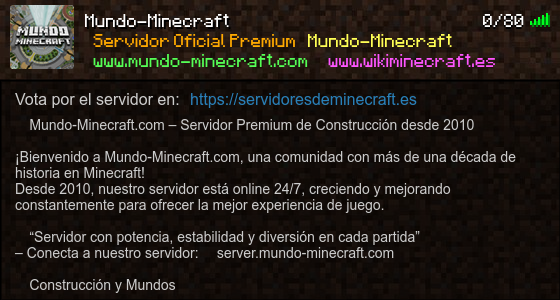 Mundo-Minecraft Servidor de Minecraft - ServidoresDeMinecraft.ES