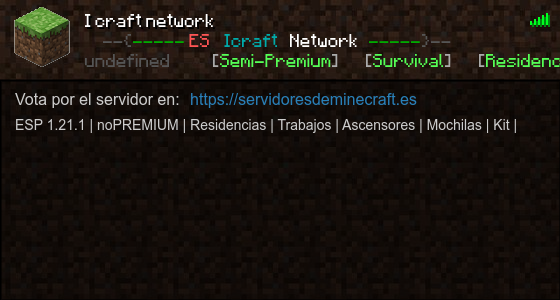 I craft network Servidor de Minecraft - ServidoresDeMinecraft.ES
