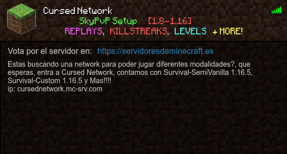 Cursed Network Servidor de Minecraft - ServidoresDeMinecraft.ES