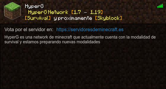 HyperG Servidor de Minecraft - ServidoresDeMinecraft.ES
