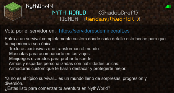 NythWorld Servidor de Minecraft - ServidoresDeMinecraft.ES
