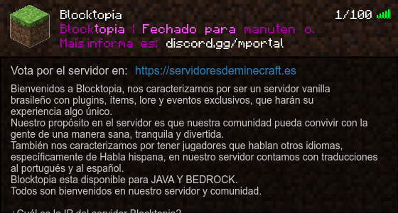 Blocktopia Servidor de Minecraft - ServidoresDeMinecraft.ES