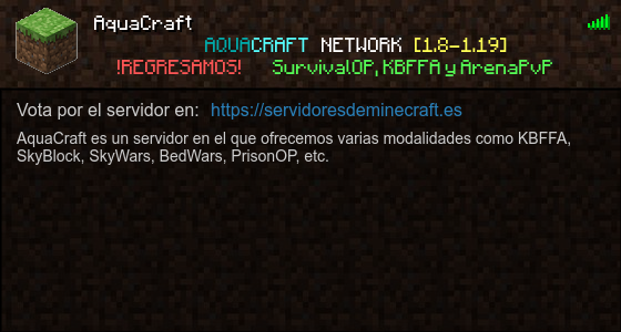 AquaCraft Servidor de Minecraft - ServidoresDeMinecraft.ES