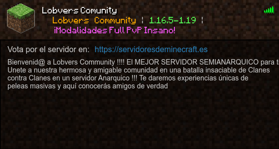 Lobvers Comunity Servidor de Minecraft - ServidoresDeMinecraft.ES