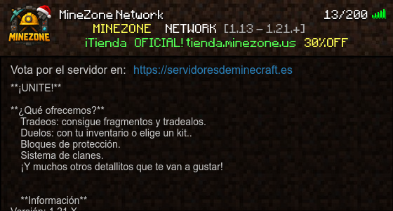 MineZone Network Servidor de Minecraft - ServidoresDeMinecraft.ES