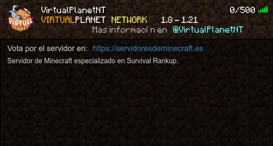 VirtualPlanetNT Servidor de Minecraft - ServidoresDeMinecraft.ES