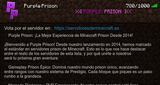 Purple Prison Servidor de Minecraft - ServidoresDeMinecraft.ES