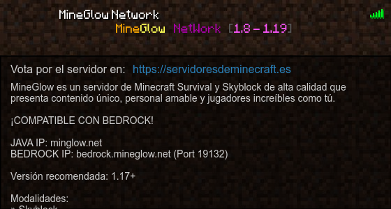 MineGlow Network Servidor de Minecraft - ServidoresDeMinecraft.ES