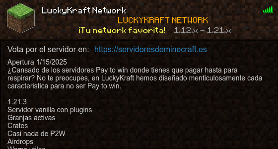 LuckyKraft Network Servidor de Minecraft - ServidoresDeMinecraft.ES