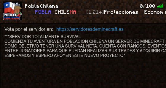 Pobla Chilena Servidor de Minecraft - ServidoresDeMinecraft.ES