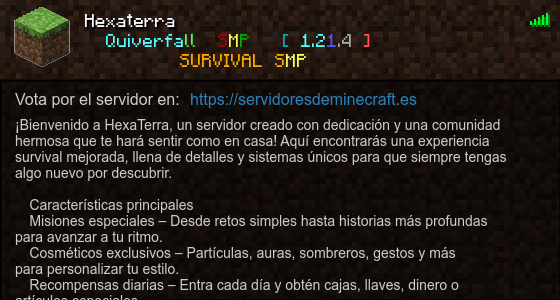 Hexaterra Servidor de Minecraft - ServidoresDeMinecraft.ES