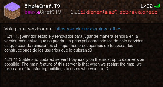 SimpleCraft T9 Servidor de Minecraft - ServidoresDeMinecraft.ES