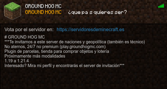 GROUND HOG MC Servidor de Minecraft - ServidoresDeMinecraft.ES