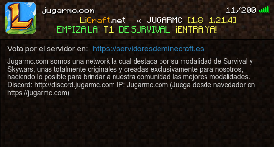 jugarmc.com Servidor de Minecraft - ServidoresDeMinecraft.ES