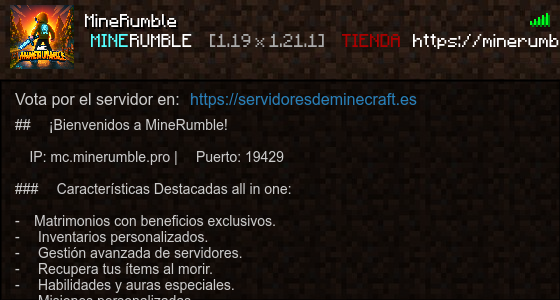 MineRumble Servidor de Minecraft - ServidoresDeMinecraft.ES