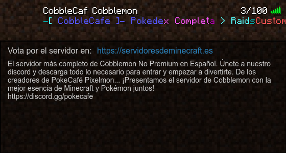CobbleCafé Cobblemon Servidor de Minecraft - ServidoresDeMinecraft.ES